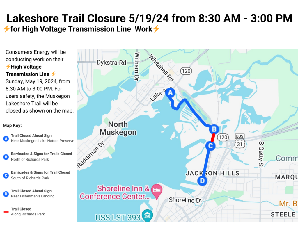 Lakeshore Trail Closure on 5/19/24 for High Voltage Line Work - City of ...